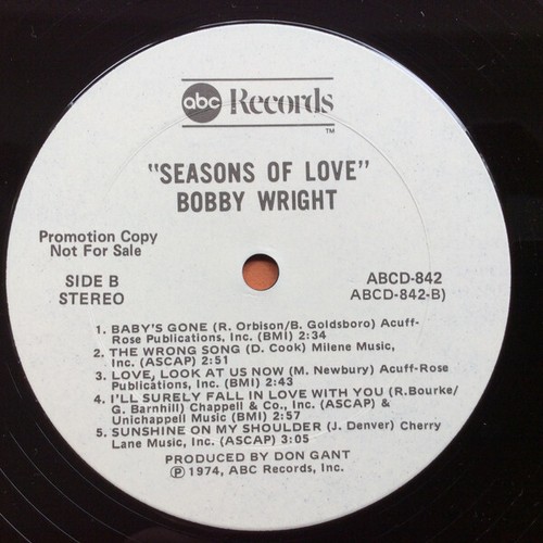 Bobby Wright 3 Seasons Of Love LP Promo Abc Records ABCD 842 Near Bobby Wright 3 Seasons Of Love LP Promo Abc Records ABCD 842 Near
