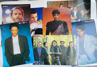 Lot Of 7 Posters Italian Singers - Ramazzotti Raf Litfiba Nannini De ...