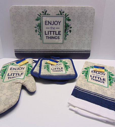 8pc NWT Enjoy The Little Things Kitchen Mit Pot Holders Towels Place ...