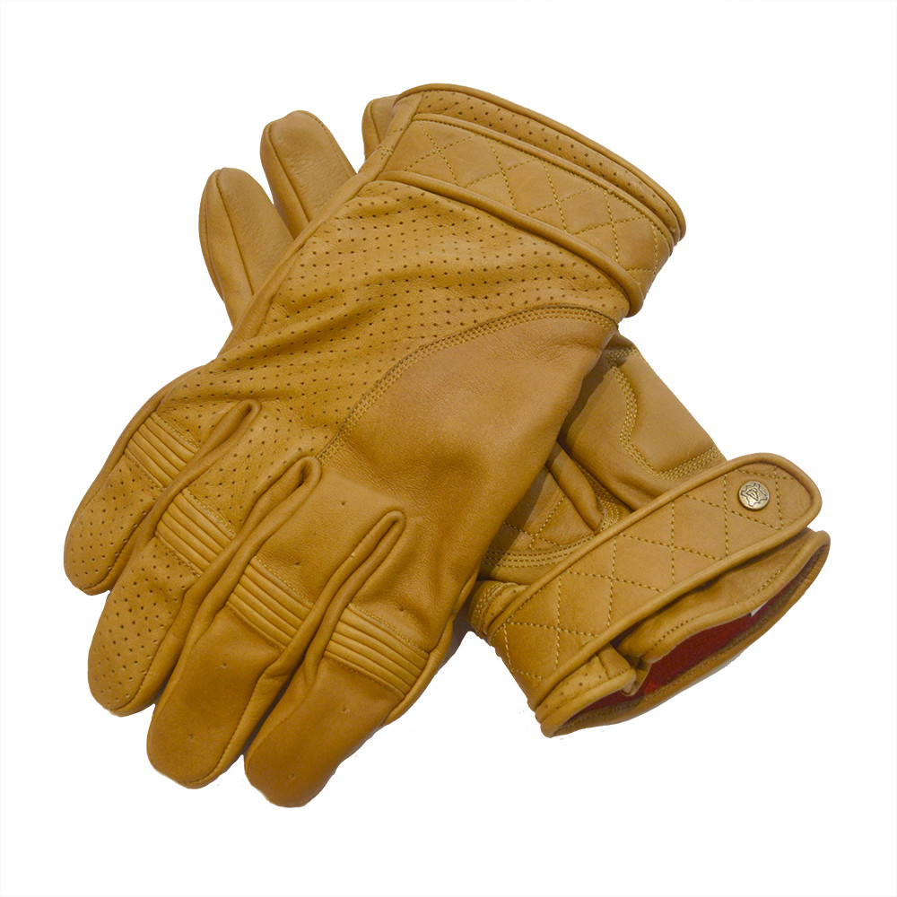 Goldtop Sand Tan Leather Short Classic Bobber Cruiser Motorcycle Gloves ...