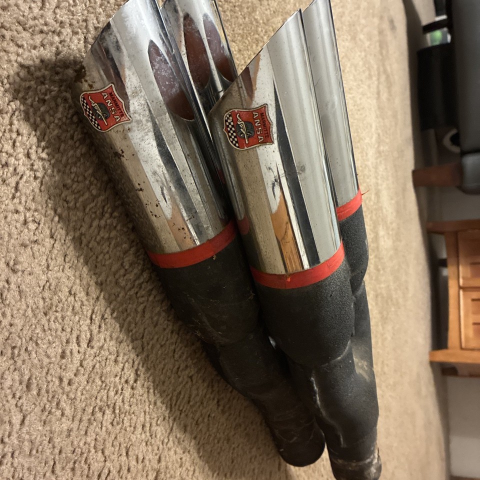 ANSA QUAD Exhaust Tips - Chrome Slant Cut Dual Resonated marmitte | eBay