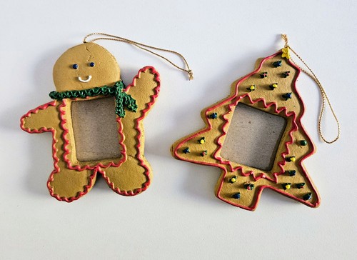 Lot of 2 Gingerbread Man and Gingerbread Tree Ornament Picture Frames ...