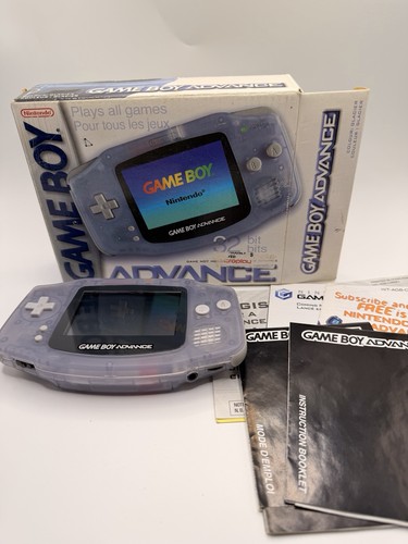 Nintendo Game Boy Advance Console System - Clear Glacier - Complete In ...
