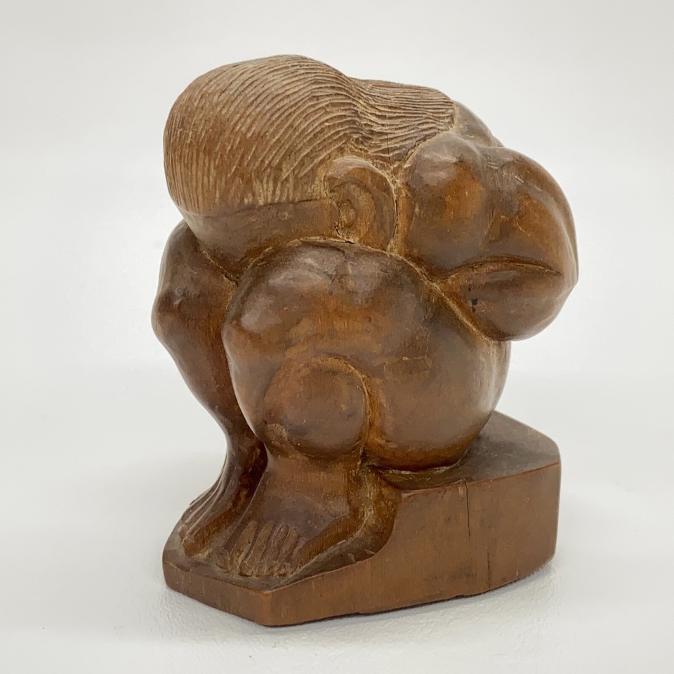 Vintage 4” Hand Made Carving Primitive Muscular Man Sleeping Or Praying ...