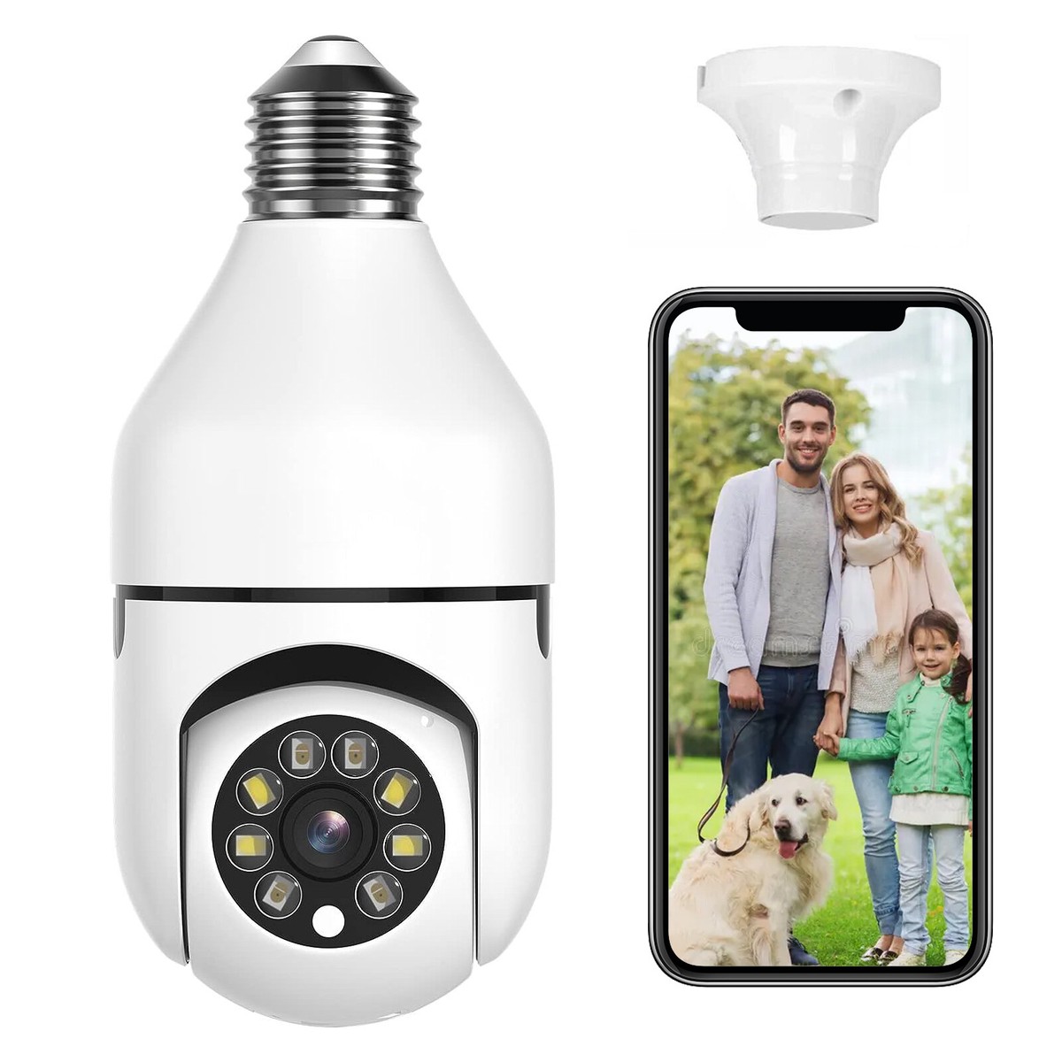 Light Bulb Surveillance Camera Outdoor Wifi Light Bulb Camera, 1080p