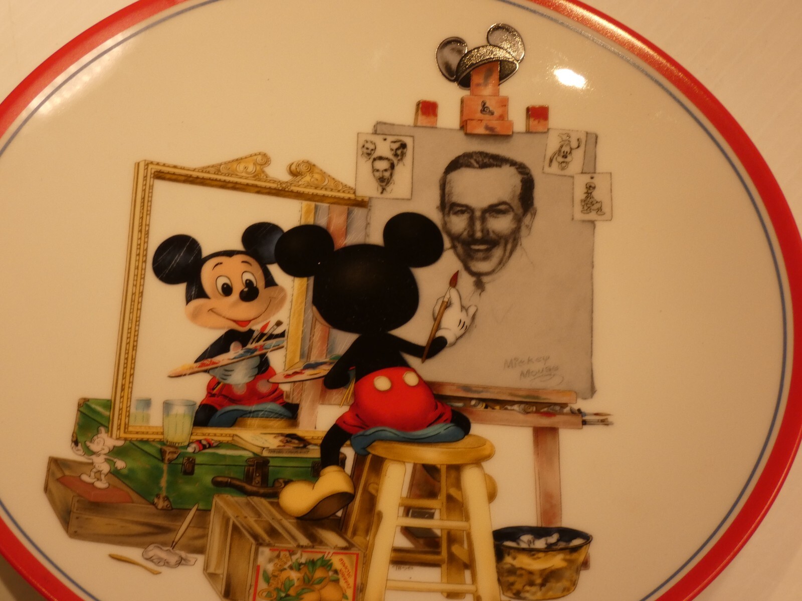 Disney "Self-Portrait" Mickey Mouse and Walt Disney Decorative Plate | eBay