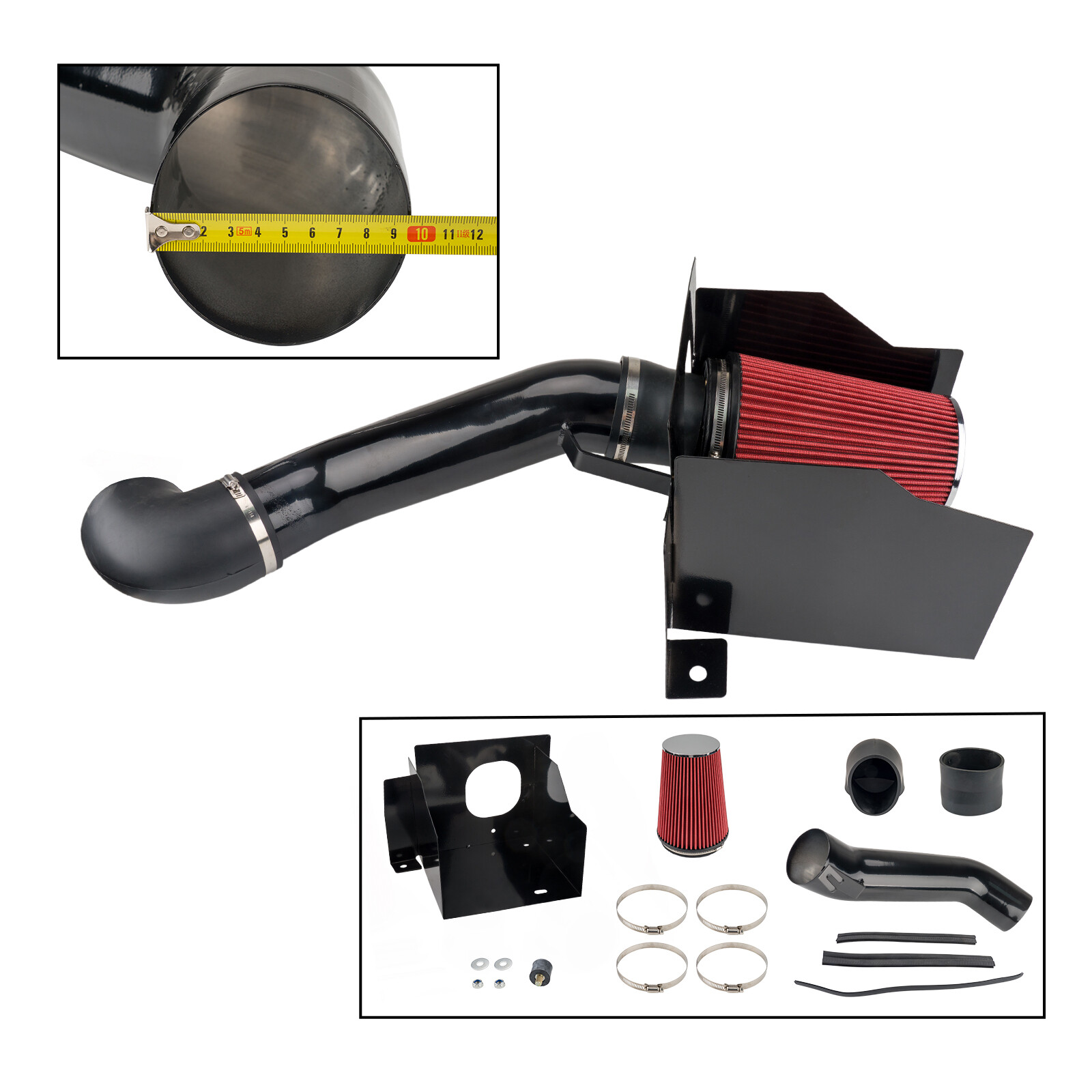 For 2003-2009 Hummer H2 6.0L 6.2L Cold Air Intake Coated Aluminum +Heat ...