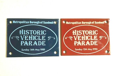 Vintage Enamel Plaques Signs Historic Vehicle Parade 1989 & 1990 ...