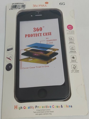 Neuf 360 Deg Protection Housse / Étui Avec Verre en Noir pour Iph 6/6S | eBay