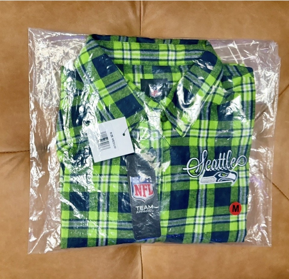 NWT Official NFL Teams Apparel Seattle Seahawks Flannel Long Sleeve ...