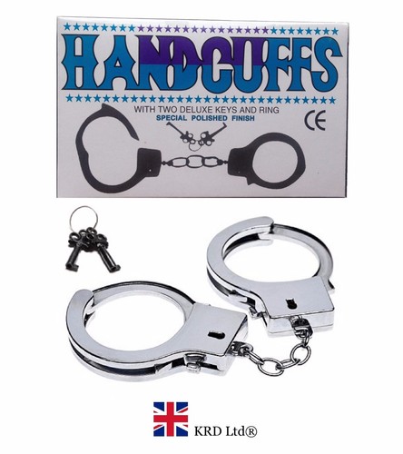 Novelty STEEL METAL HANDCUFFS + KEYS Handcuff Hen Stag Night Policeman ...