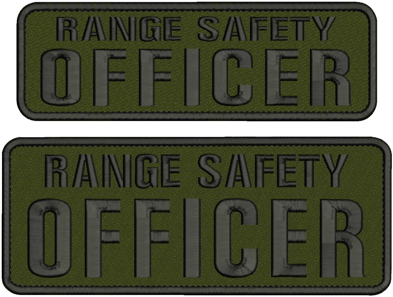 R S OFFICER 2 EMB PATCH 11X4 & 10X3 HOOK ON BACK BLACK ON OD GREEN | eBay