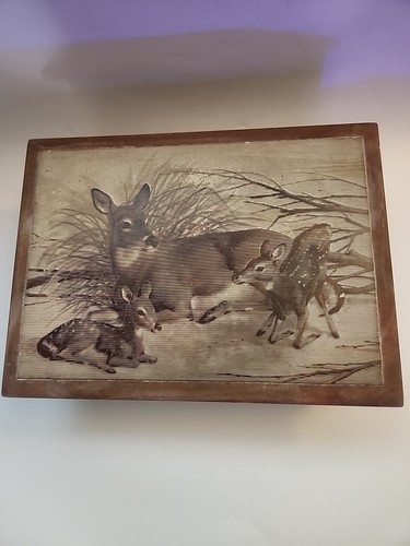 Vintage Genuine Incolay Stone Jewelry Box Deer And Fawns | eBay