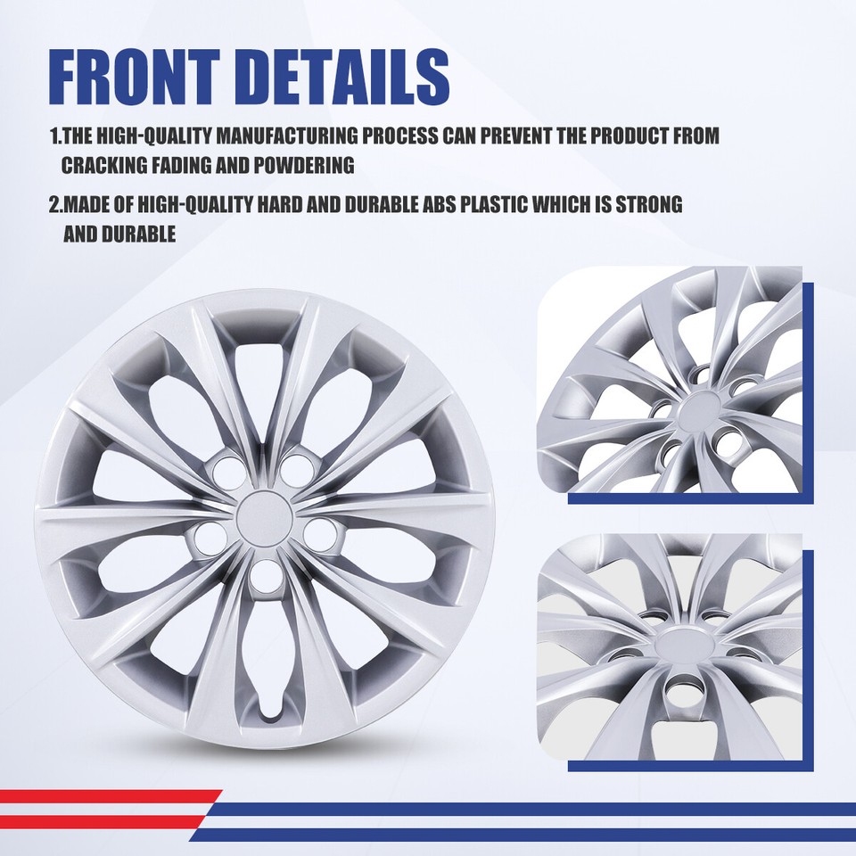 16" 4-Pack Wheel Rims Cover Snap On Hubcaps for 2015-2017 Toyota Camry ...