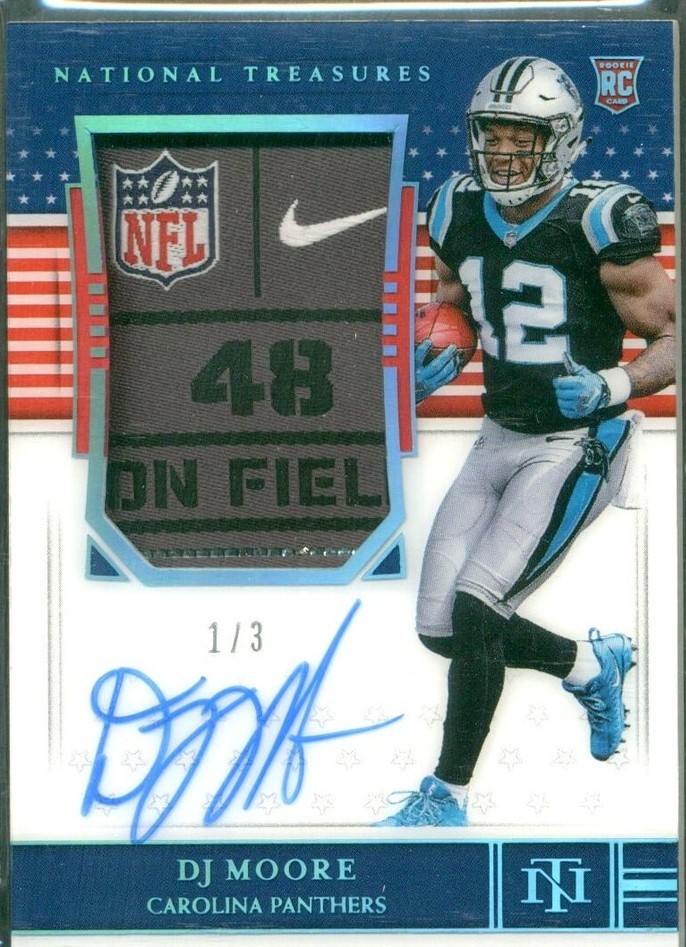 2018 Panini National Treasures - Rookie Patch Autograph D.J. Moore #184 ...