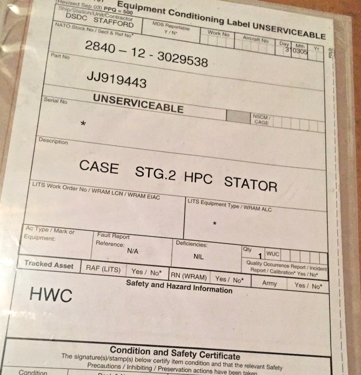 Rolls Royce RB199 Stage 2 HPC Stator Case Part No JJ919443 | eBay UK