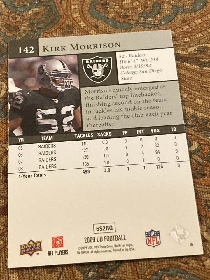 2009 Upper Deck #142 Kirk Morrison | eBay