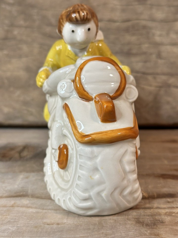 Vtg Counterpoint Motorcycle & Rider Ceramic Coin Bank w/ Stopper Made ...