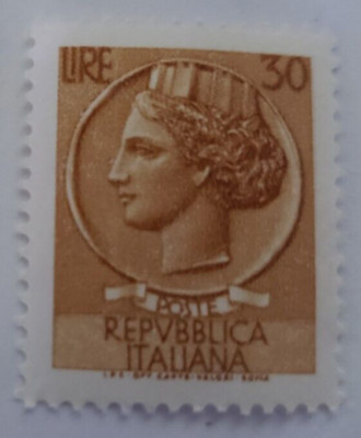 1954 ITALY VINTAGE STAMP 30 LIRE POSTE REPVBBLICA ITALIANA Brown ...