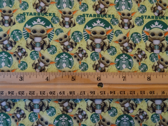 Star Wars Baby Yoda Coffee Starbucks Cotton Fabric 55 inch width | eBay
