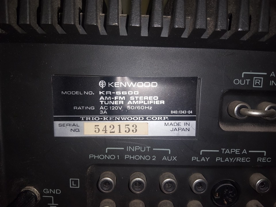 Vtg. Kenwood KR-5600 AM FM Stereo Tuner Receiver Tested Works Perfectly ...