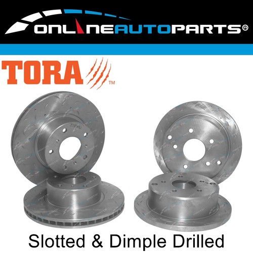 4 Front Rear Slotted Drilled Disc Rotors V6 V8 Commodore VT VX VU VY VZ ...