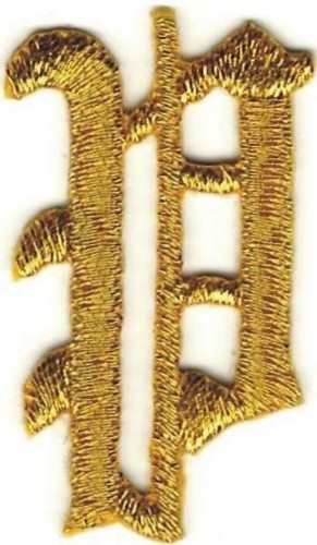 1 1/8" Fancy Metallic Gold Old English Alphabet Letter P Embroidered ...