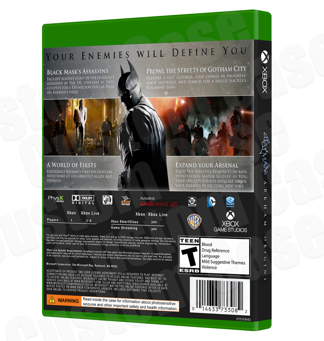 Batman: Arkham Origins, Xbox 360 (CUSTOM REPLACEMENT CASE) Read ...