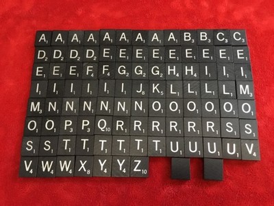Black Scrabble Tiles Letters Silver Lettering 100 pc Complete Crafts ...
