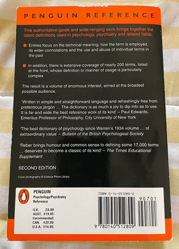 Penguin Dictionary of Psychology, 2nd ed., paperback, Arthur S. Reber ...