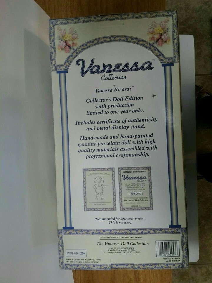 2002 Vanessa Collection Limited Edition Fine Porcelain Doll By Vanessa ...