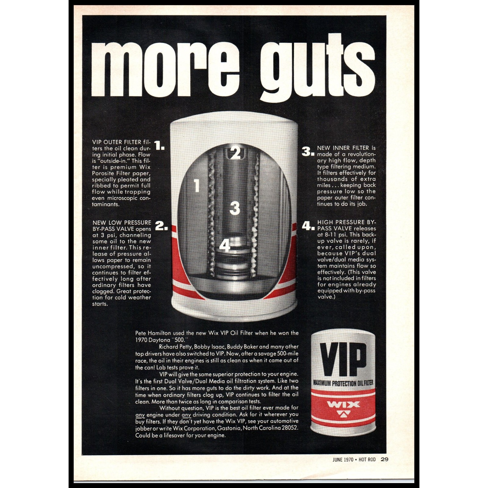 1970 Wix VIP Oil Filter Vintage Print Ad Car Parts Man Cave Wall Art ...