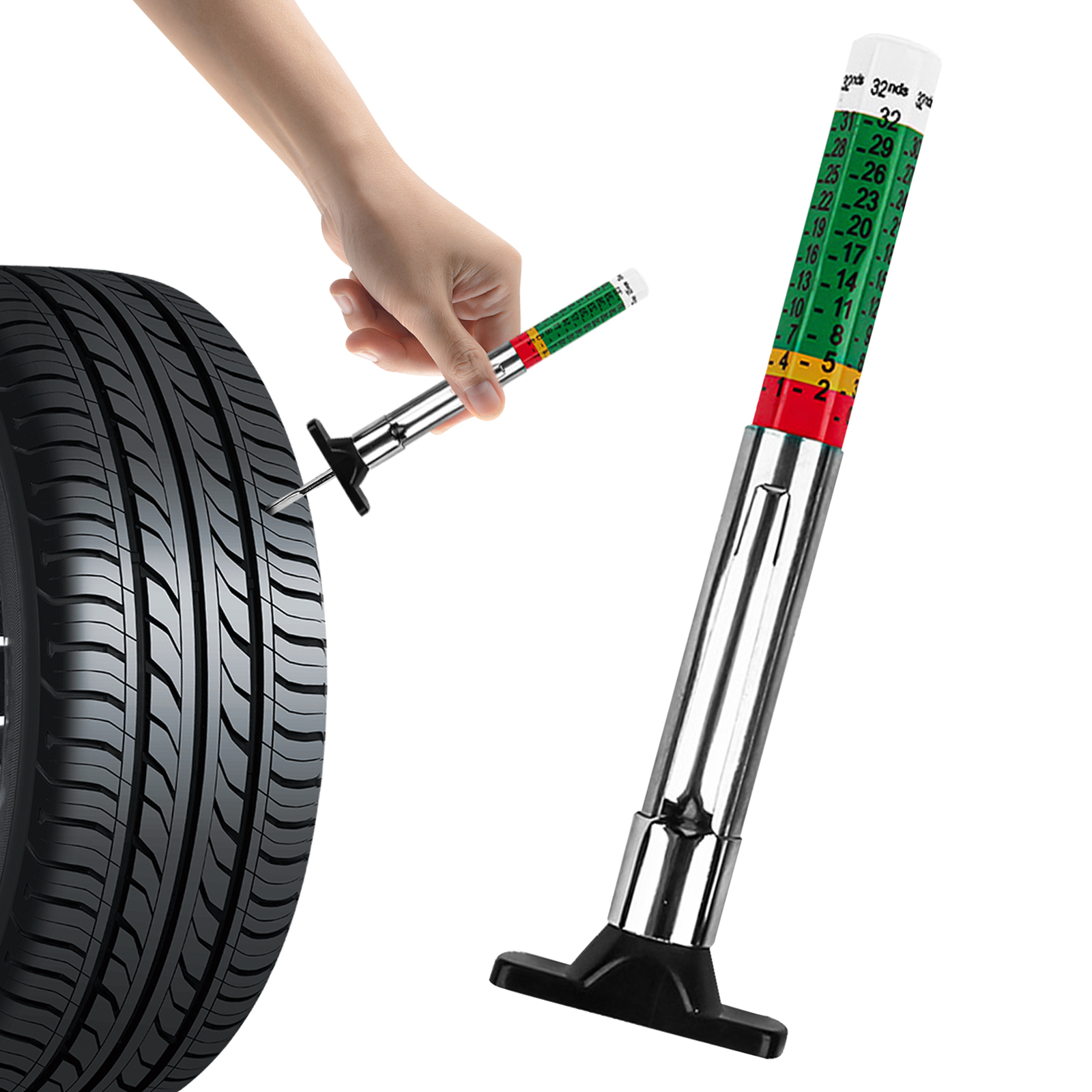 32nds Tire Tread Depth Gauge Automotive Car Measuring Tool Portable ...