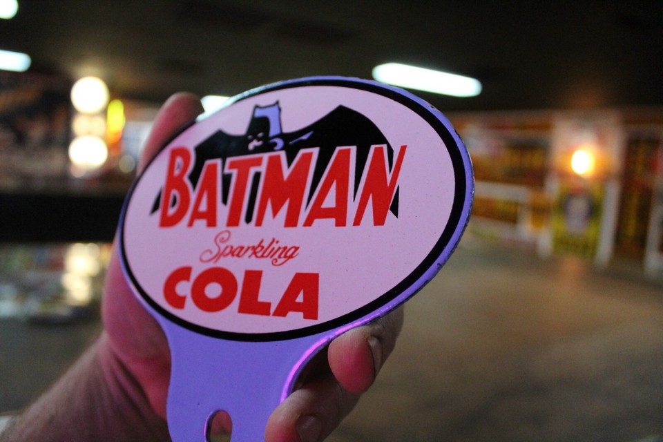 BATMAN COLA LICENSE PLATE TOPPER PORCELAIN METAL SIGN COMIC SUPERMAN ...