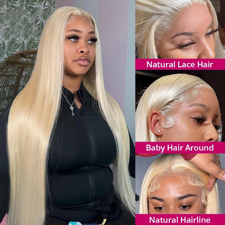 Straight 613 Honey Blonde Human Hair Wigs Transparent 13x4 Lace Frontal ...