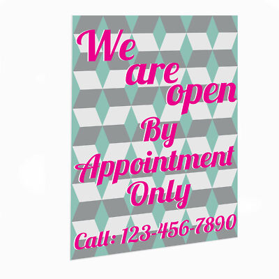 We Are Open By Appointment Business Store Window Sign ~ 13" x 19" | eBay