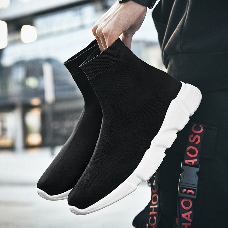 Mens High Top Socks Sneakers Running Athletic Gym Shoes Walking Driving ...