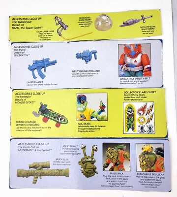 Teenage Mutant Ninja Turtles Card Back Accessories Vintage Lot of 4 ...