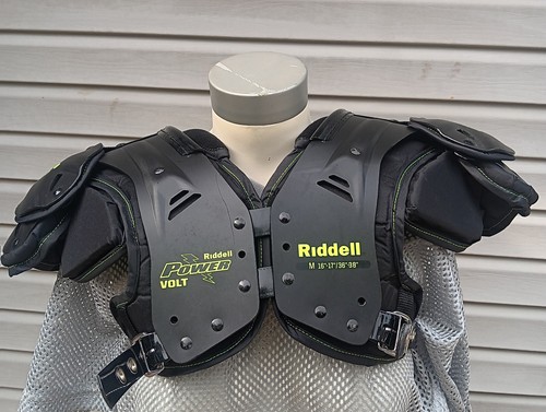 Youth medium Riddell Power Volt Shoulder Pads with Back Plate Green and ...