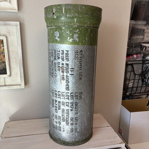 Vintage Metal Military Ammunition Artillery Shell Canister 18” Tall ...