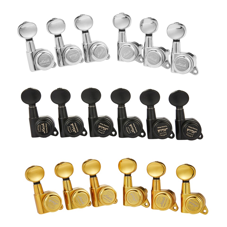 KAISH 6 Inline 18:1 Locking Tuners Locking Tuning Keys Mini Oval Button ...
