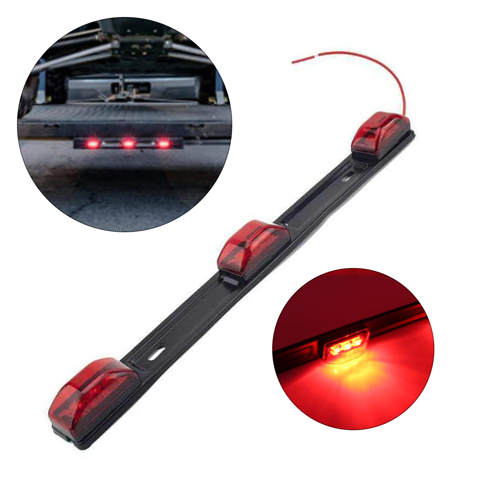 1X Red LED Stainless Rear Clearance ID Marker Light Bar Truck Trailer ...