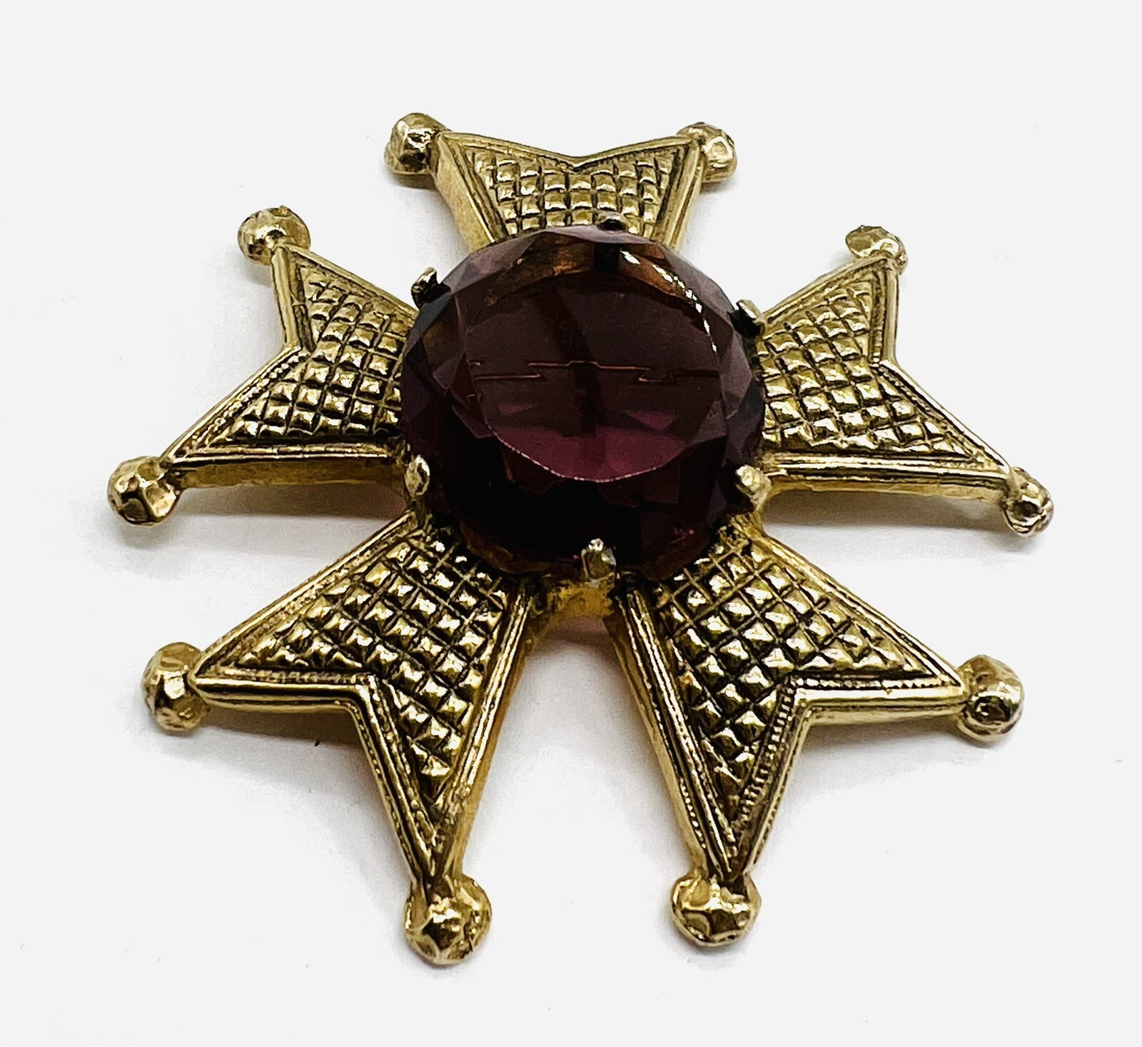 ACCESSOCRAFT NYC MALTESE CROSS PIN BROOCH PURPLE SI… - Gem