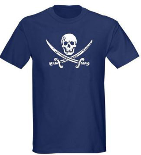 Jack Rackham Mens Navy Blue Pirate T Shirt S - 5XL Jolly Roger skull ...