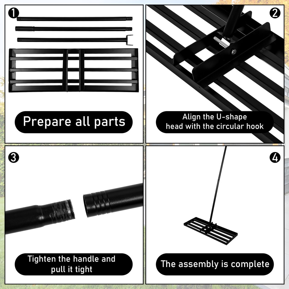 Lawn Leveller Lute Sand Soil Levelling Rake Grass 45/75/100x25cm Tool ...