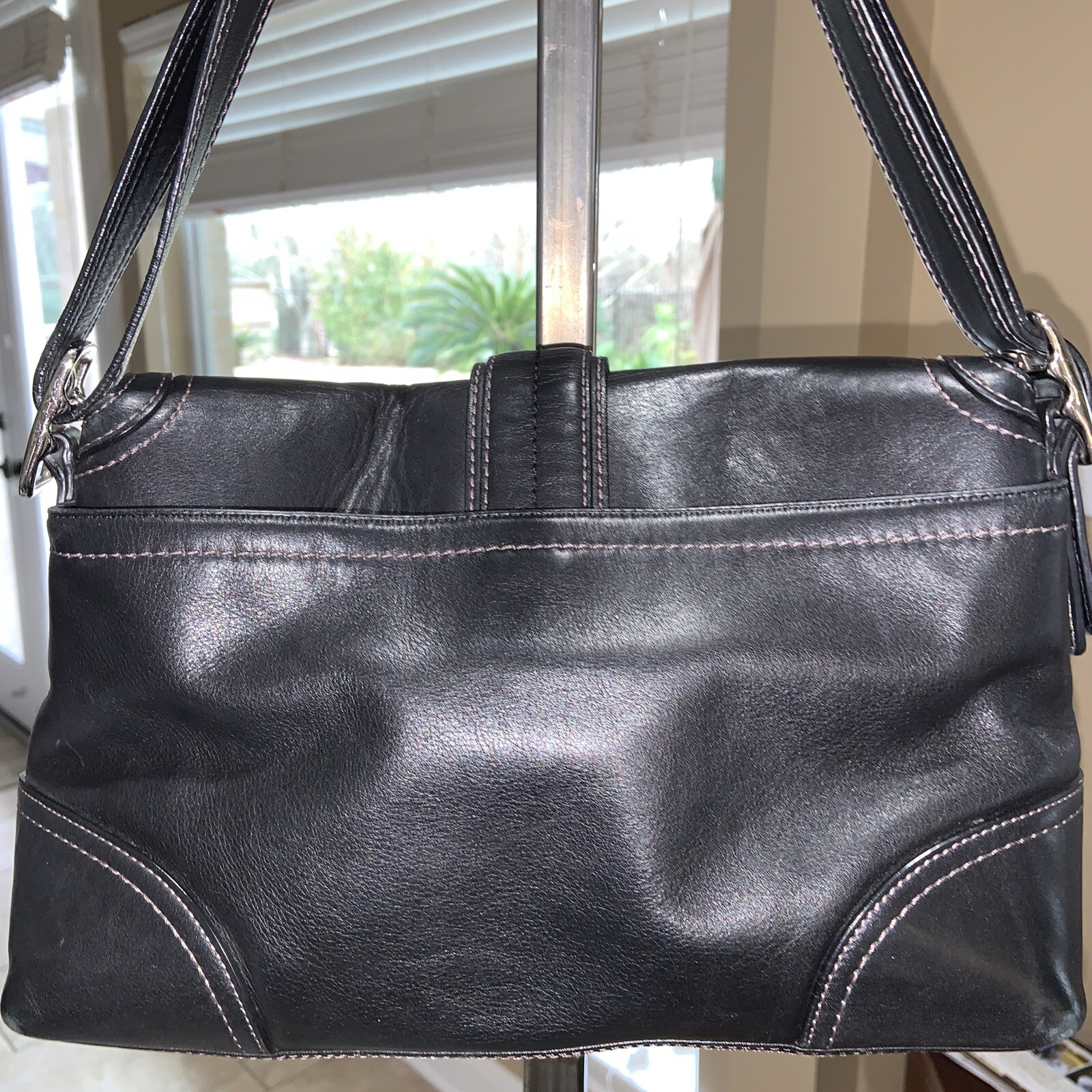 Authentic Coach Black Leather Hamptons Handbag-F11196 - Gem