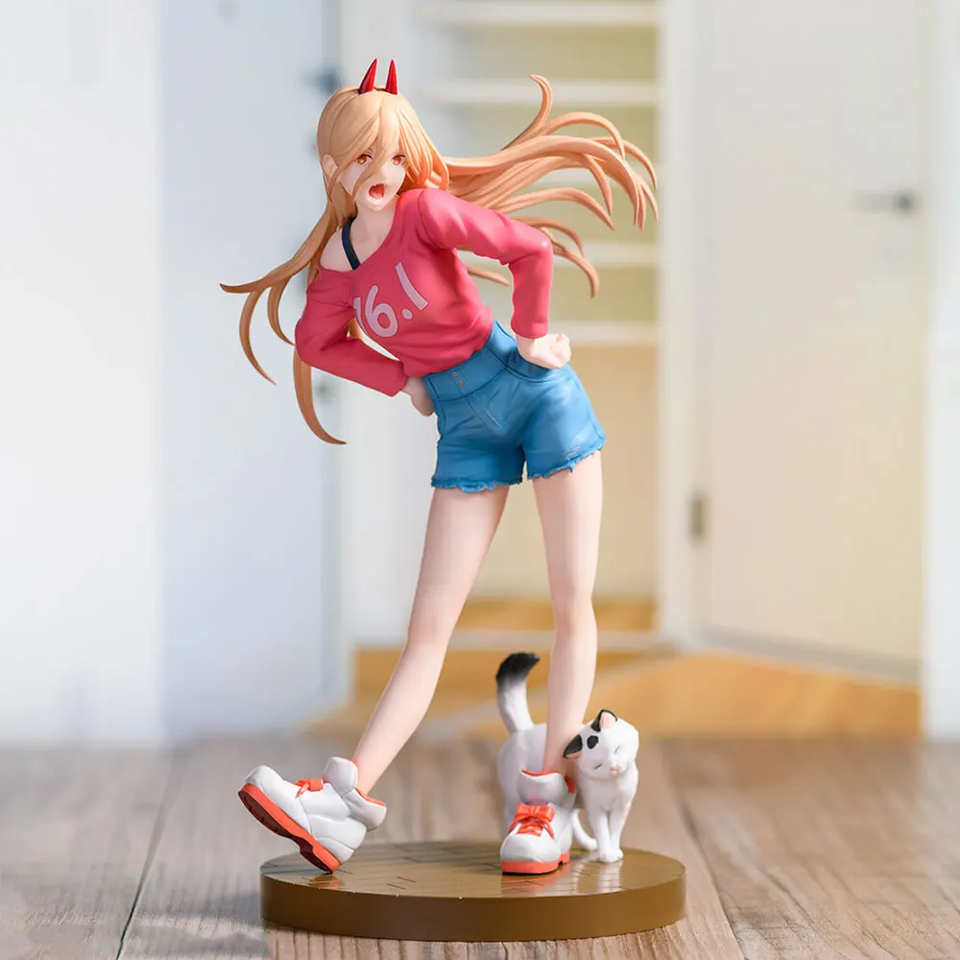 15CM Anime CHAINSAW MAN Figure POWER Sitting Position Anime Model Toys ...
