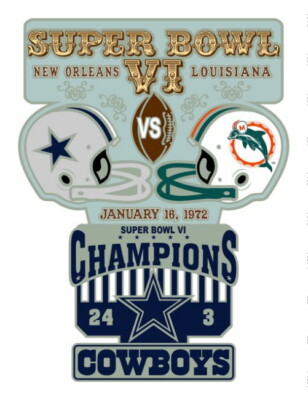 Dallas Cowboys Pins SB 6 Super Bowl Champions Pin Oversize ...