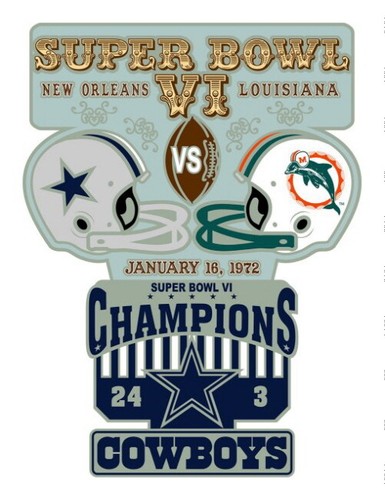 Dallas Cowboys Pins SB 6 Super Bowl Champions Pin Oversize ...