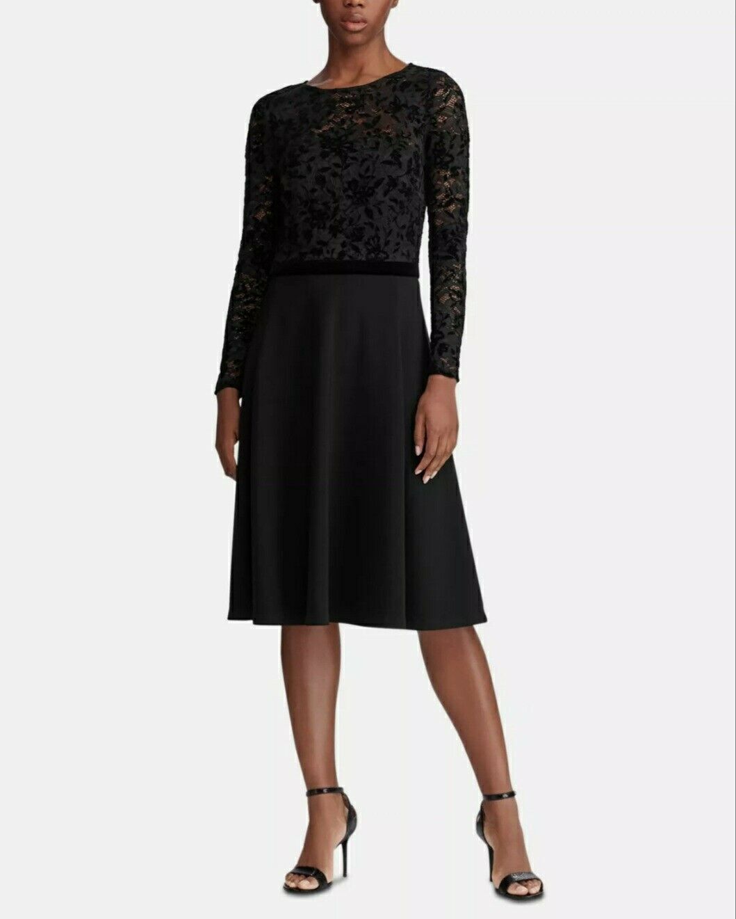 Lauren Ralph Lauren Lace-Bodice Dress, Size 16P | eBay